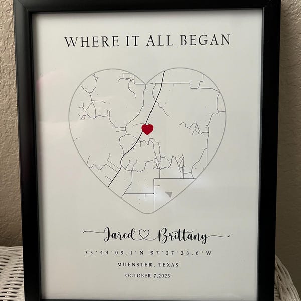 Where We Met Map /where It All Began /couple Map/ Gift for Her/ Gift ...