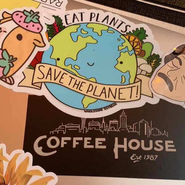 Earth Day Vegan Activism Sticker-"eat Plants"- Herbivore Sticker, Plant ...