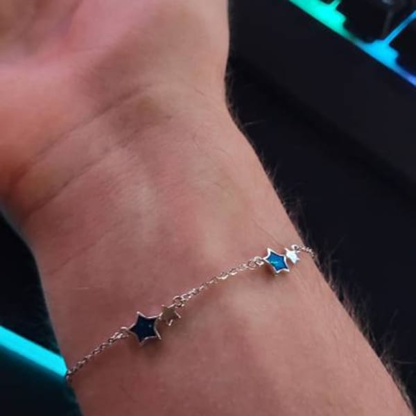 Glitter Enamel Blue Star Bracelet, Sparkling Blue Star Bracelet - Etsy