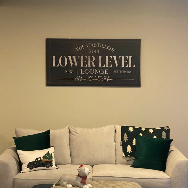 Personalized Lower Level Sign, Rustic Basement Bar Sign, Vintage Man ...