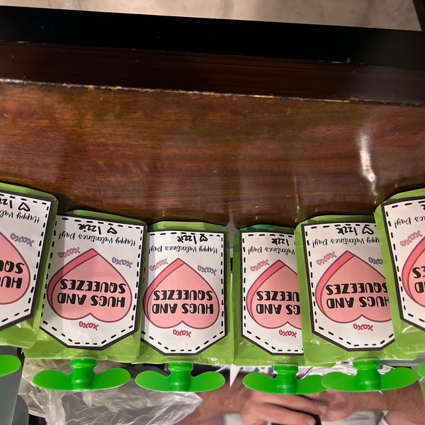 Printable Kids Squeeze Pouch Valentine's Day Tag, Hugs and Squeezes ...