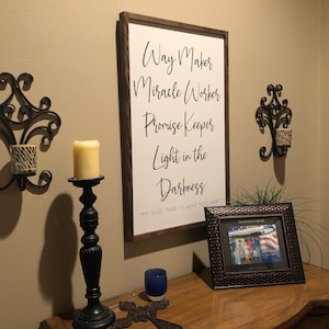 Waymaker Sign, Wood Signs, Inspirational Wall Decor, Way Maker Miracle ...