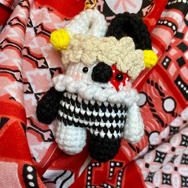 Crochet Clown Keychain, Cute Clown Keychain, Crochet Joker Key Ring ...