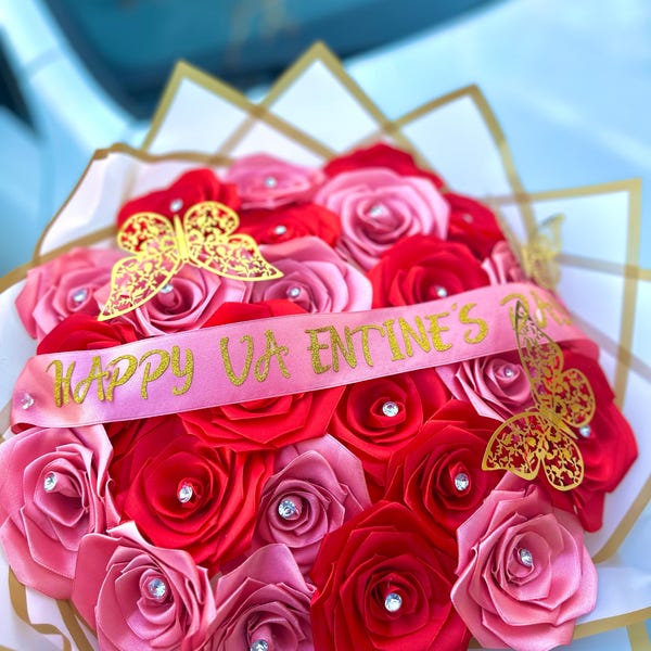 Custom Rose Bouquet With Ribbon Text – Prom Proposal Gift, Keepsake ...