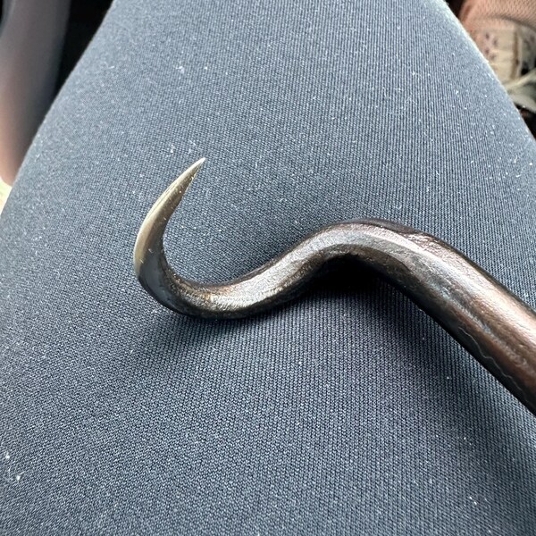 Metal Hook Hand Forged Iron - Fire Poker Hanger - Railroad Spike Handle ...