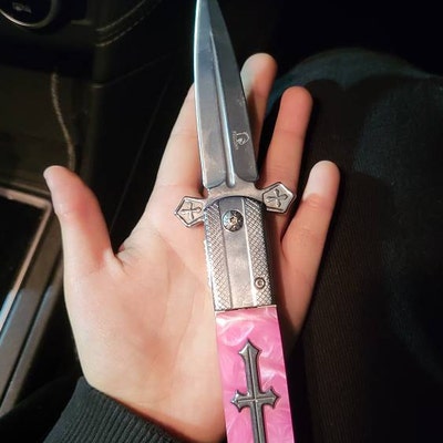 9 Classic Pink Tactical Spring Assisted Folding Pocket Knife Cute Knife ...