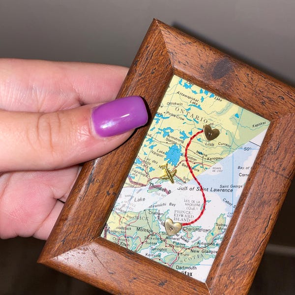 Long Distance Gift, Two Maps in One, Custom Map Gift, Maps in Frame ...