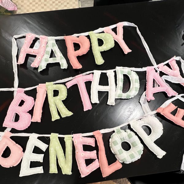 Handmade Fabric Happy Birthday Banner: Custom Celebration Decor - Etsy