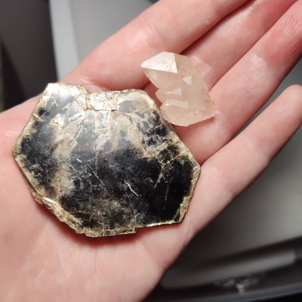 Black Herkimer Diamond Quartz *birthday Pocket* Black Inclusions Rocks ...