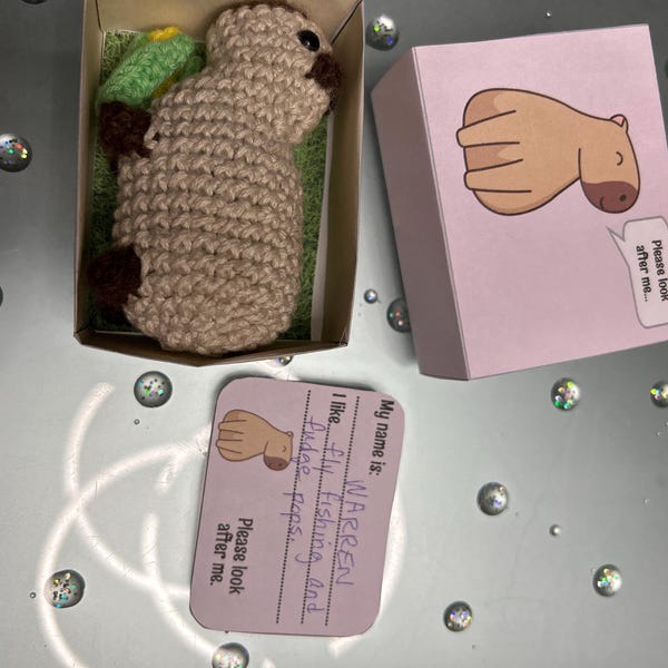 No-sew Matchbox Pet Capybara Crochet Pattern & Printable Box Template ...