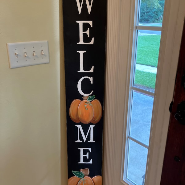 Pumpkin Fall Welcome Sign, Fall Decor, Fall Sign, Welcome Sign, Pumpkin ...