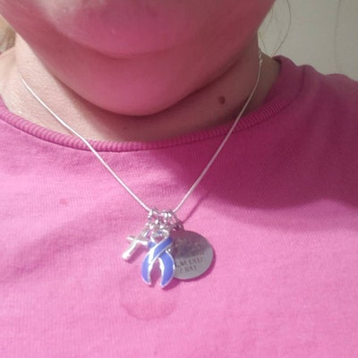 Previvor Serenity Prayer Keychain Pink and Teal Ribbon Charm - Etsy