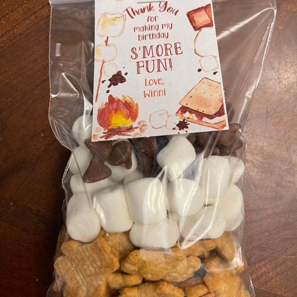 Smores Thank You Tags Template Editable Kids Birthday Smore Favor Tags ...