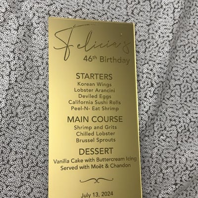 Standing Luxury Wedding Menu, Table Mirror Acrylic Engraved Menus With ...