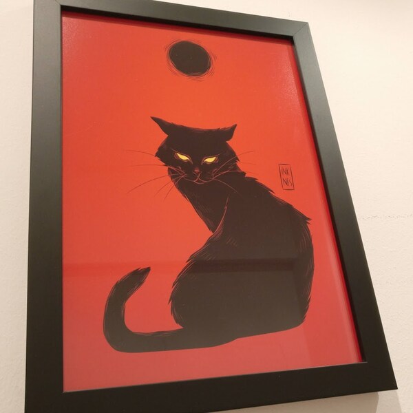 Black Wolf Chained Red Background Wolf Wall Art Gothic Home Decor Dark ...