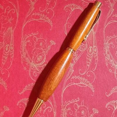 West African Bubinga Wood Hand Turned Pen With Chrome Finish. - Etsy