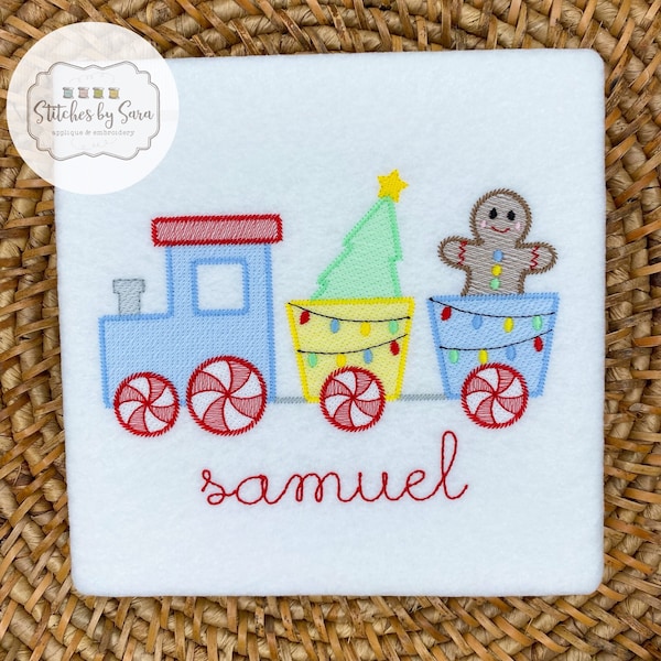 Christmas Train Sketch Fill Embroidery Design, Gingerbread Train ...
