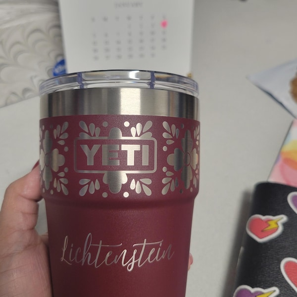 Personalized Floral Design Yeti 20oz Rambler Tumbler 360 Degree ...