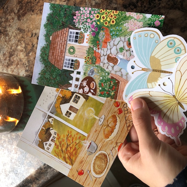 August Garden Postcard / Greeting Card, Gardening Card, Summer at the ...