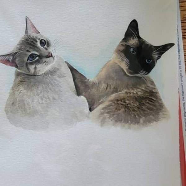 CUSTOM CAT PORTRAIT Custom Two Cats Portrait Custom Pet Portrait From ...
