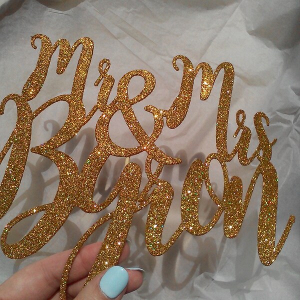 Custom Wedding Cake Topper Rose Gold Topper Mr & Mrs Cake Topper ...