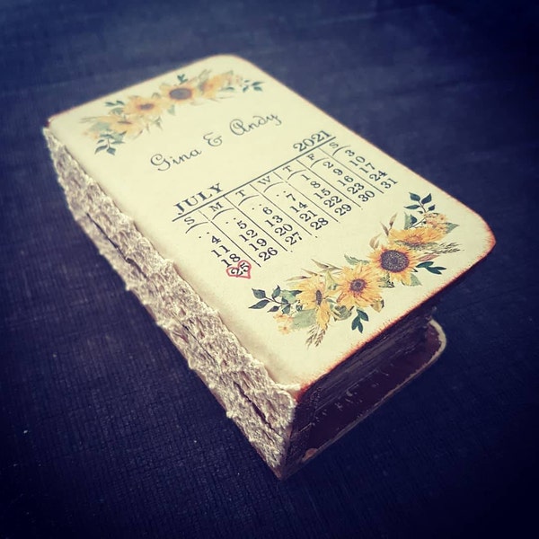 Personalized Wedding Ring Box, Sunflowers Ring Bearer Box, Wedding Box ...