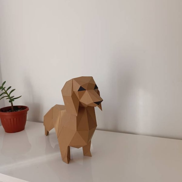 Papercraft Dachshund Dog, Dachshund Digital Patterns, 3D Dog Papercraft ...