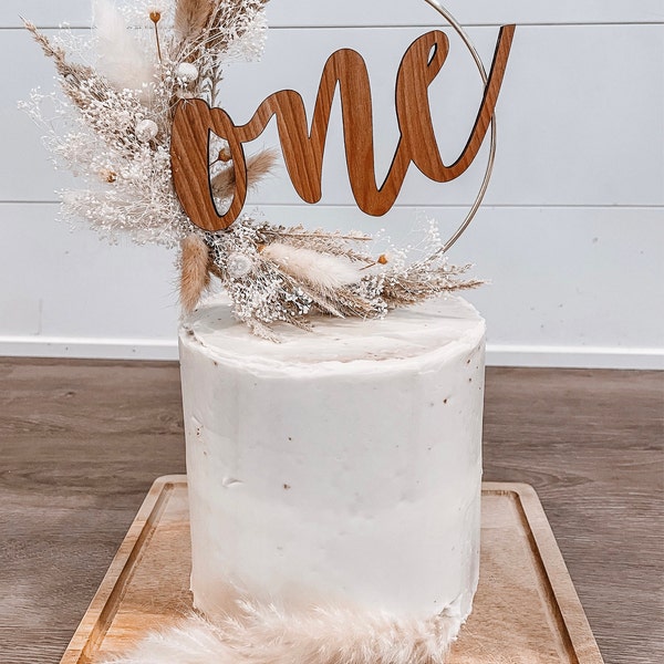 Hoop Dried Flowers Cake Topper With Number - Floral Cake Topper ...