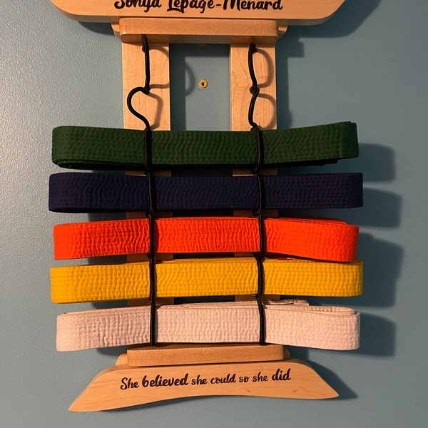 Martial Arts Belt Display Oak Pine Wall Hanging Belt Rack Organizer ...