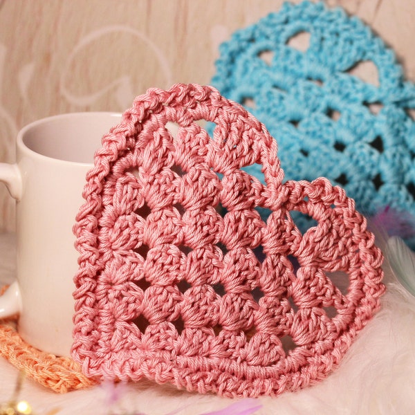 Heart Crochet Patterns Mothers Day Gifts DIY Crochet Coasters, Beginner ...