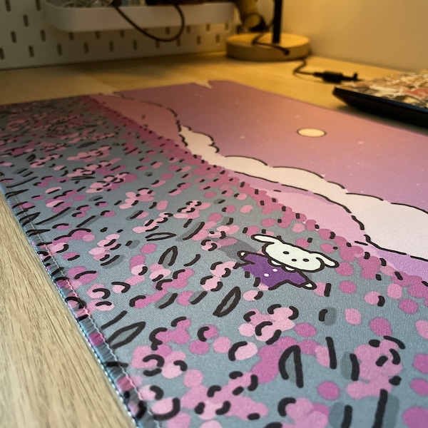 Kawaii Desk Mat Cute Mousepad Anime, Kawai Lavender Landscape Japan ...