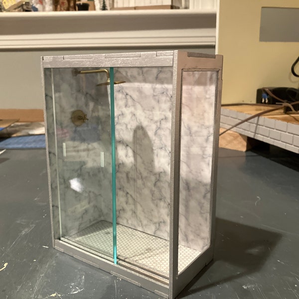 1:12 Scale Shower With Sliding Lucite Doors - Miniature Modern Bathroom ...