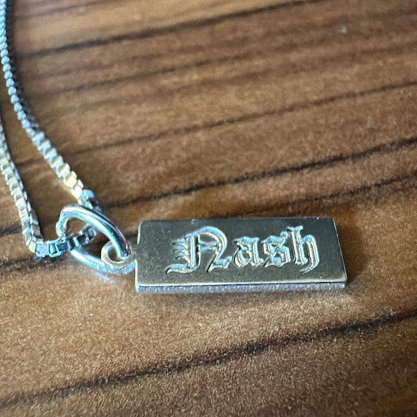 Dainty Name Tag Necklace With Box Chain • Custom Initial Tag Necklace ...