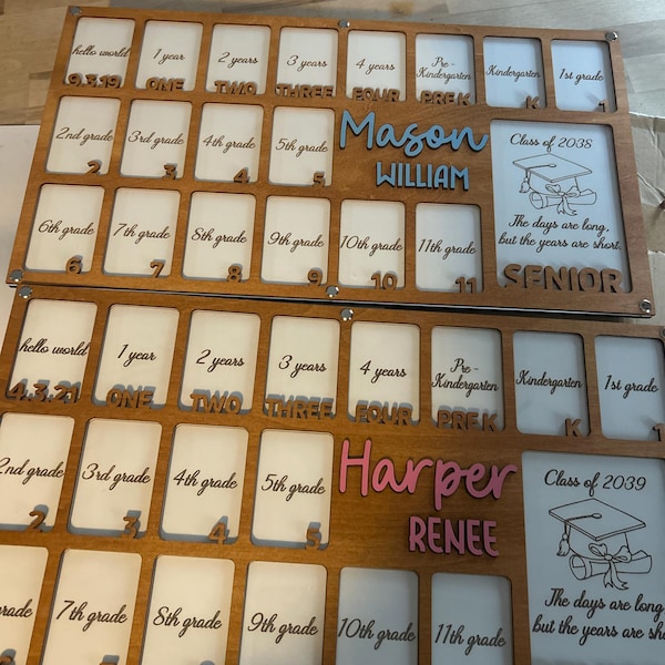 Custom School Years Picture Frame Birth Through Graduation, Pre K to ...