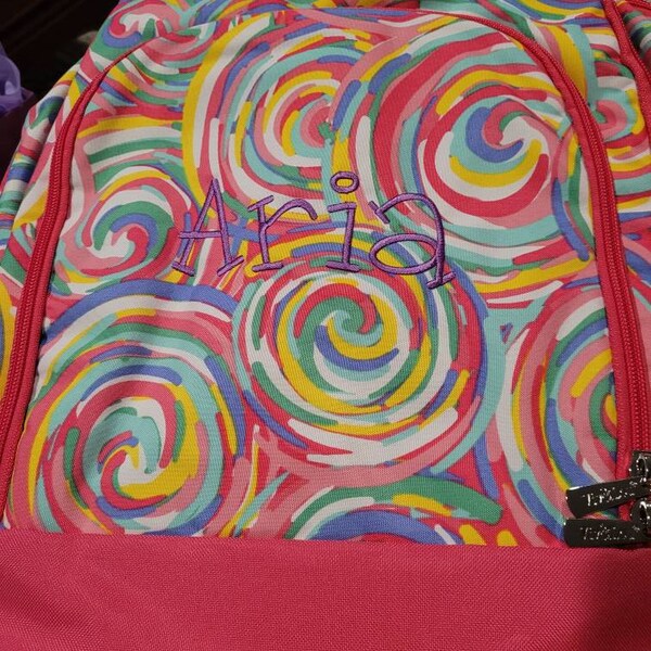 Personalized Viv and Lou Summer Sorbert Swirl Backpack, Girls Pink ...