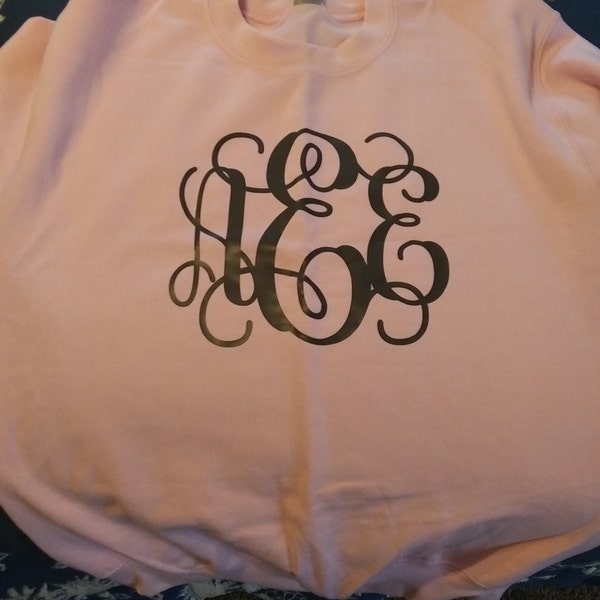 Monogrammed Sweatshirt, Monogram Sweater, Crewneck Monogram Sweatshirt ...