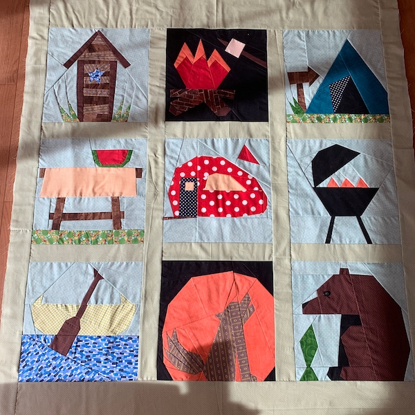 Set of 9 CAMPING BLOCKS, Paper Pieced Block Patterns in PDF - Etsy
