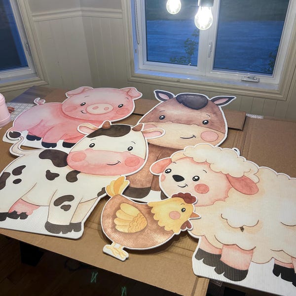 Farm Animal Cutouts Cute Watercolor Farm Cutouts Centerpieces Farm ...