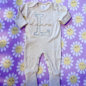 Personalized Baby Girl Romper and Hat Set, Vintage Floral Infant Coming Home Outfit, Baby Shower ...