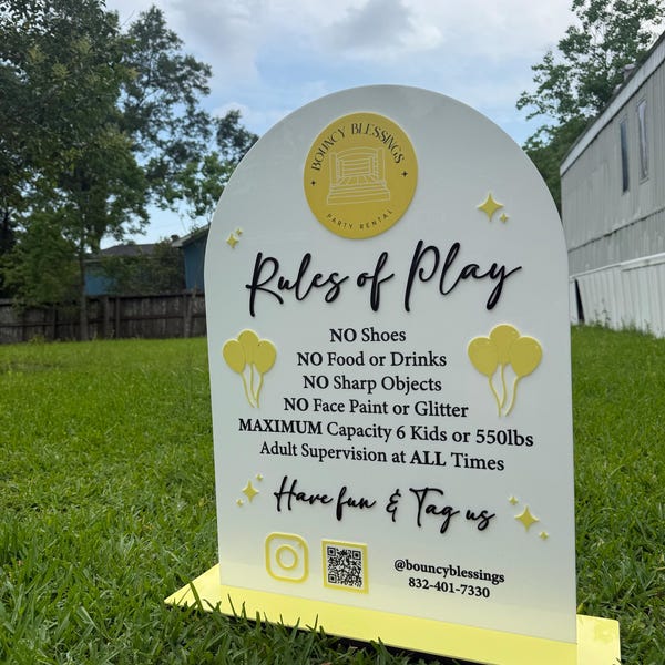 Custom Perspex Soft Play Rules Sign, Logo Play Rules Sign, Business ...