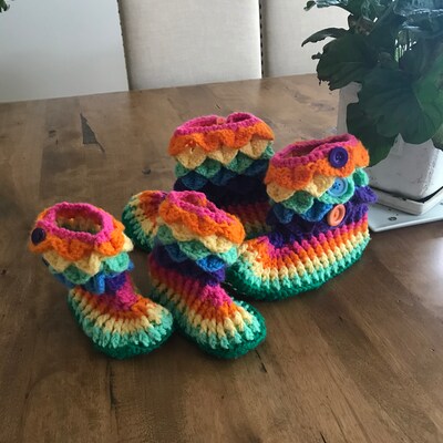 CROCHET PATTERN: Dragon Slippers Crocodile Stitch Boots adult Sizes ...
