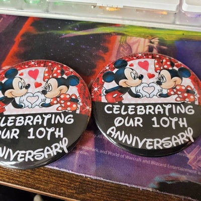 Disney Anniversary Buttons-disney Anniversary Pins-mickey and Minnie ...