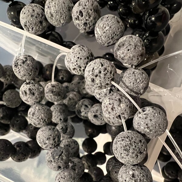 Natural Lava Beads: Black Volcanic Rock Beads 4mm 6mm 8mm 10mm 12mm ...