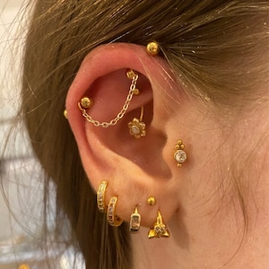 Industrial Piercing Bars With Chains, Ear Cartilage Bars With Chain m24 ...