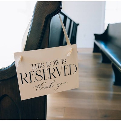 2 Reserved Signs for Wedding Chairs or Church Pews this Row is Reserved ...