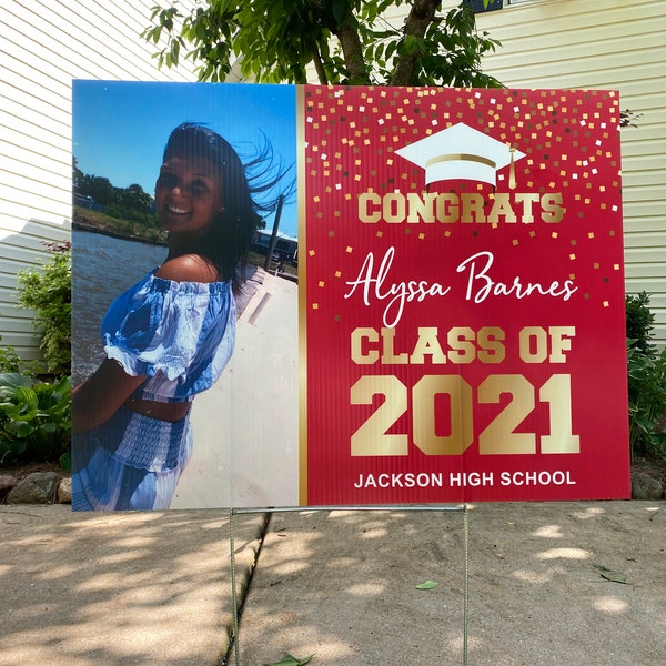 Custom Graduation Yard Sign With Photo | Double-sided | Personalized ...