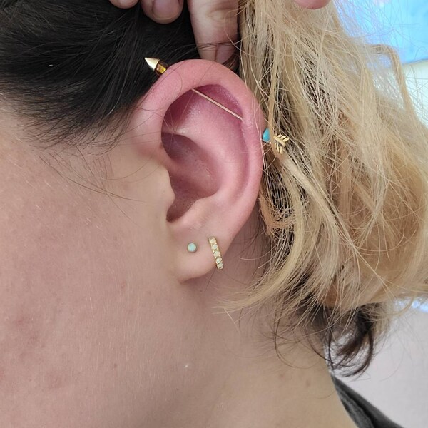 14k Solid Yellow Gold Industrial Arrow Barbell..14g.32mm..35mm..38mm - Etsy