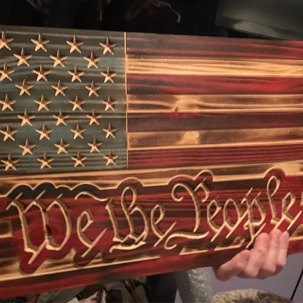 Rustic "we the People" American Flag- Man Cave Sign- Garage Sign - Etsy