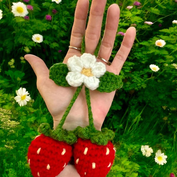 CROCHET PATTERN ONLY Crochet Strawberry Car Interior Rearview Mirror ...