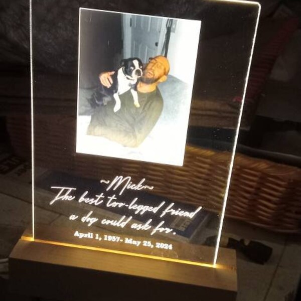 Custom Personalized Photo LED Wood Stand Room Night Light up Table Lamp ...